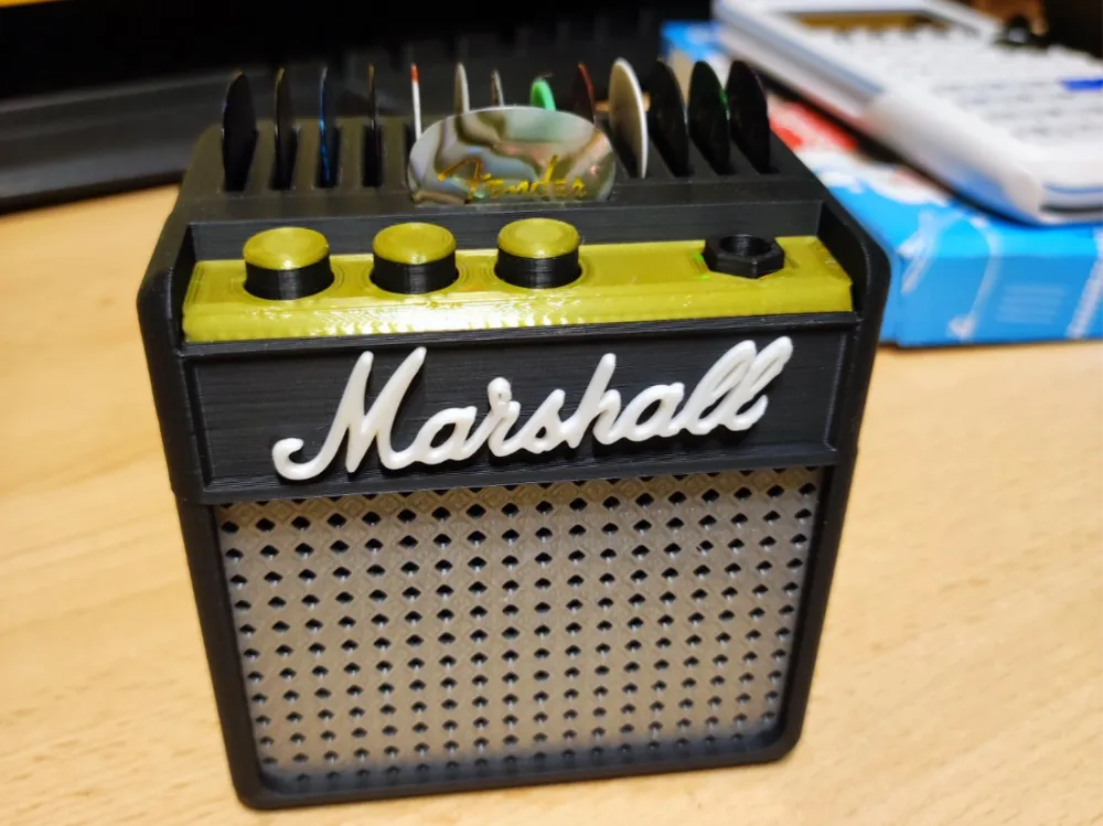 Marshall speaker, pick holder with storage drawer - Free 3D Print Model ...
