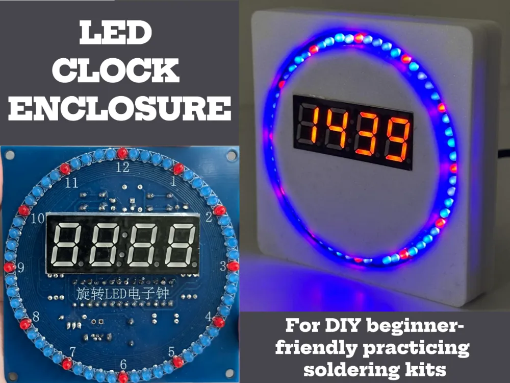 LED Clock Enclosure for DIY Soldering Kits - Free 3D Print Model ...