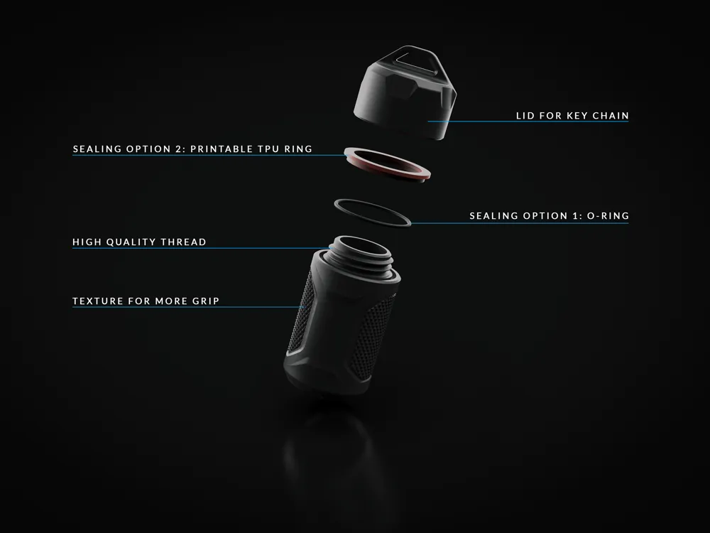 Robust Mini Outdoor Container - for Key Chain - Free 3D Print Model ...