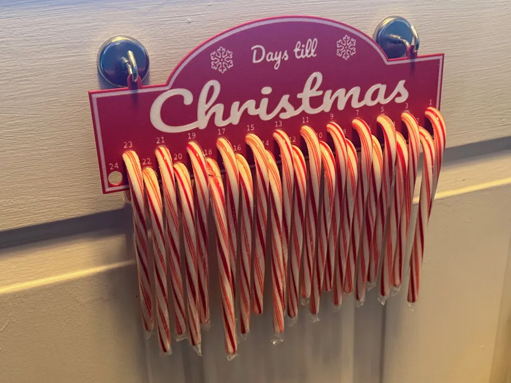 Christmas Candy Cane Advent Countdown - Free 3D Print Model - MakerWorld