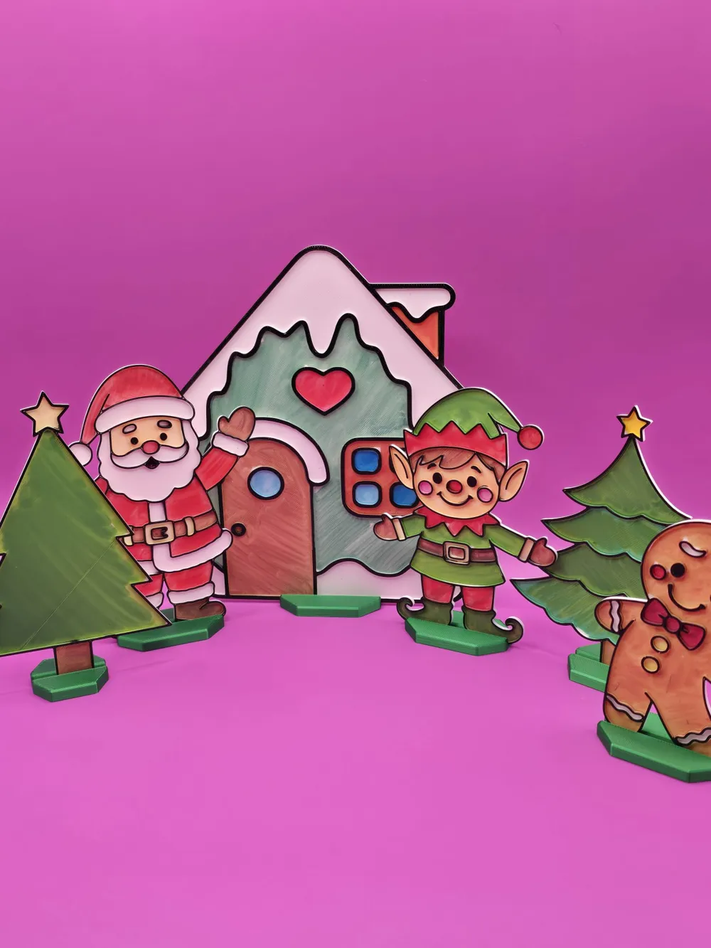 Christmas Festive Coloring Craft House Tree Santa - Free 3D Print Model ...