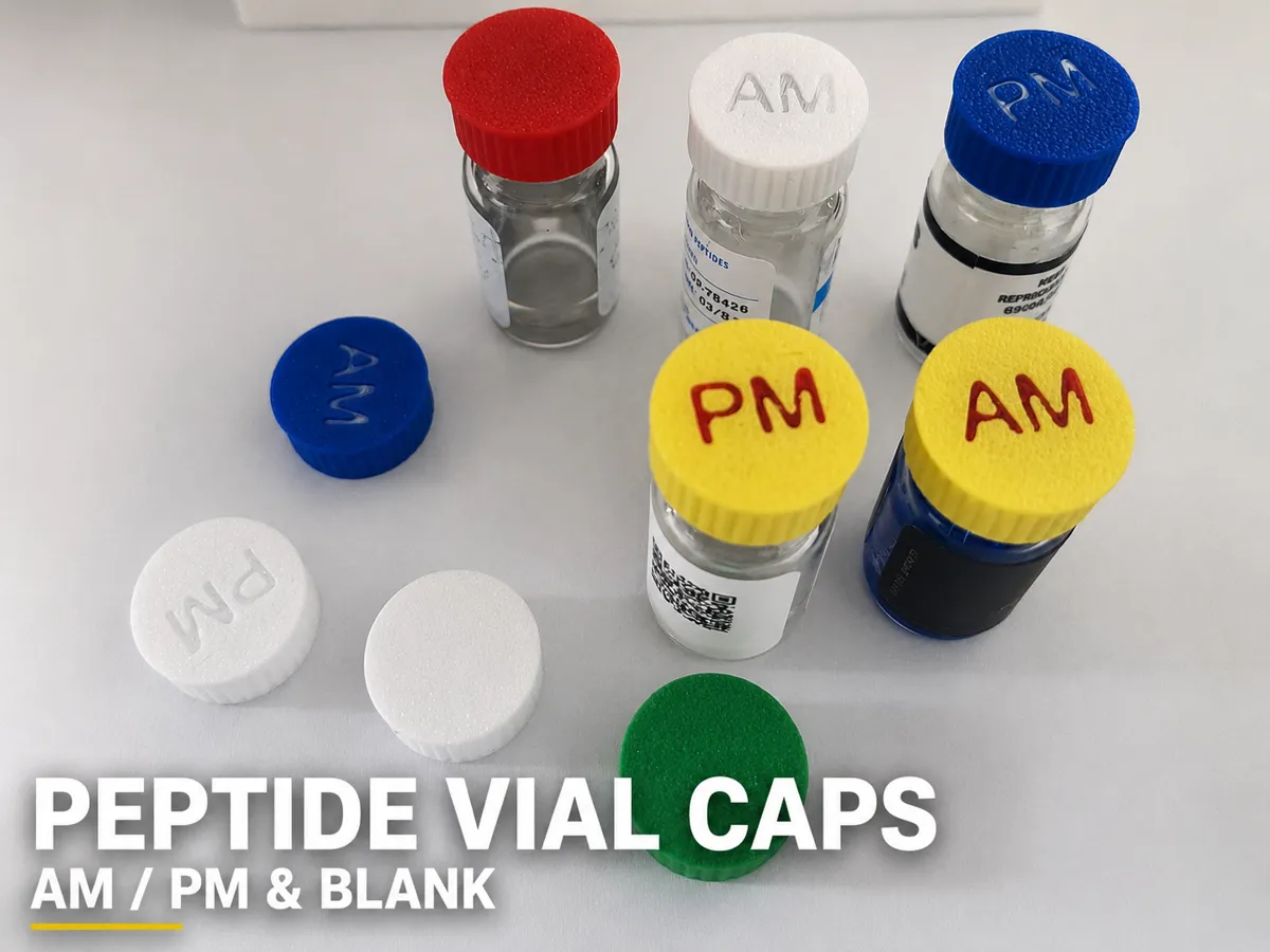 Peptide Vial Caps (AM/PM & Blank) - Free 3D Print Model - MakerWorld
