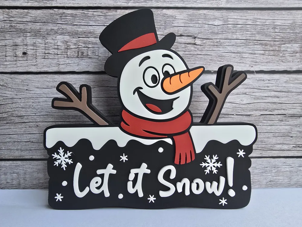 Snowman Christmas Sign by Rakenra MakerWorld: Download Free 3D Models