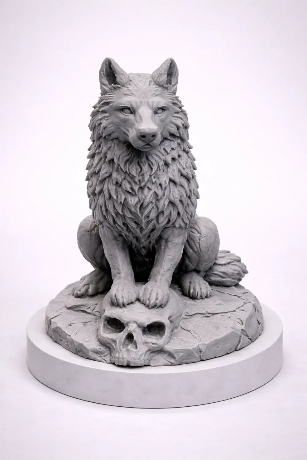 Wolf & Skull Statue - Free 3D Print Model - MakerWorld