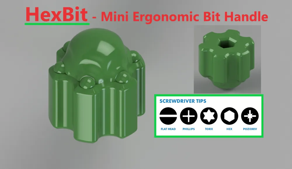 HexBit - Mini ergonomic & durable bit handle by Eldenroot - MakerWorld