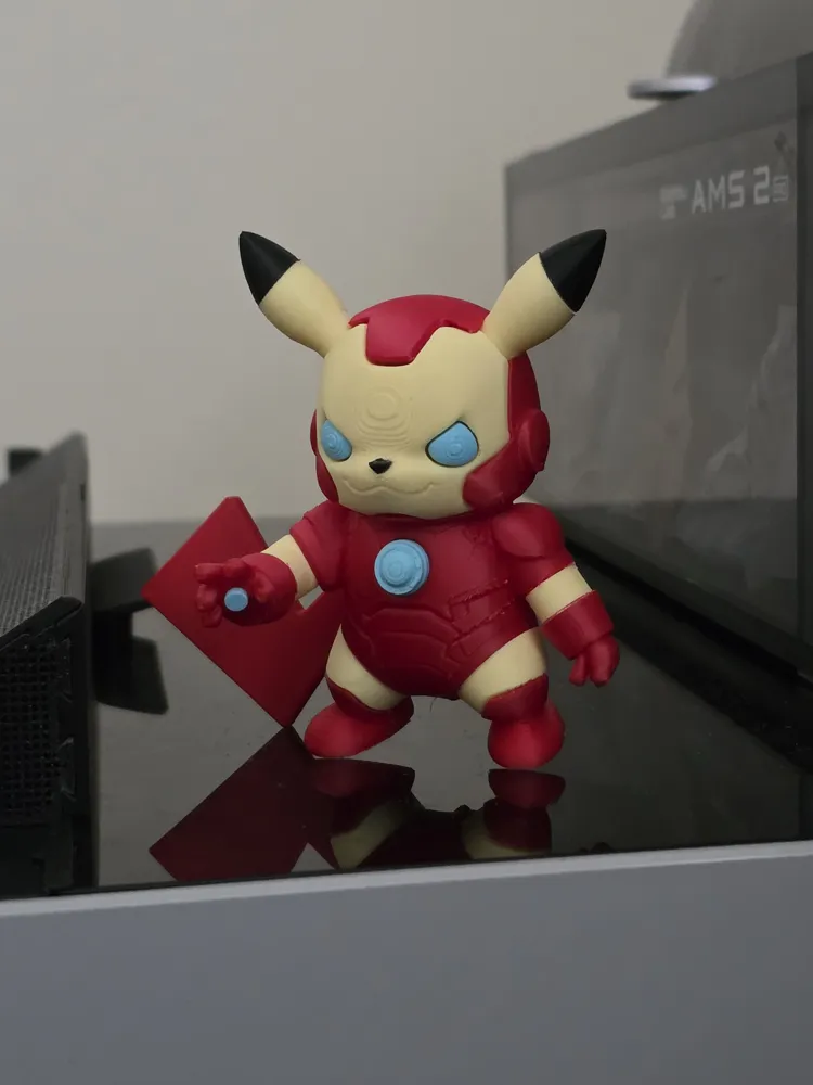 Iron Pikachu (Cute Iron man Pikachu) No AMS needed - Free 3D Print ...