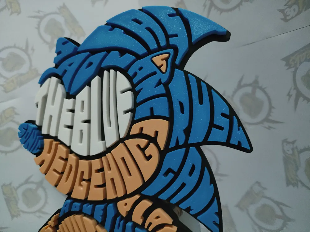 Sonic - Calligram Wall Art by kraciboy - MakerWorld
