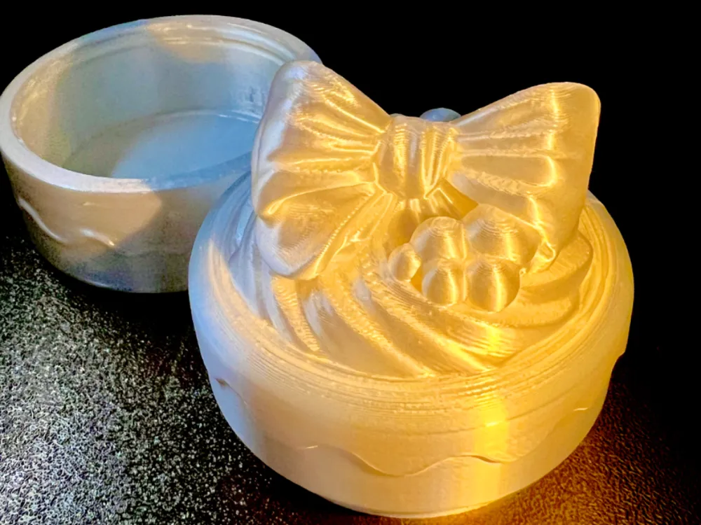 少女丝绸蝴蝶结首饰收纳盒 Silk Bow Jewelry Box with Lid - Gratis 3D utskrifts modell ...