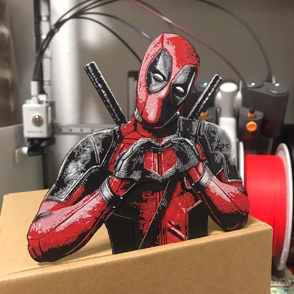Deadpool HueForge Love- 4 color, No Background by jesrry903 - MakerWorld
