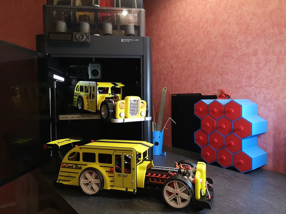 School Bus - Hot Rod - V12 Engine - Free 3D Print Model - MakerWorld