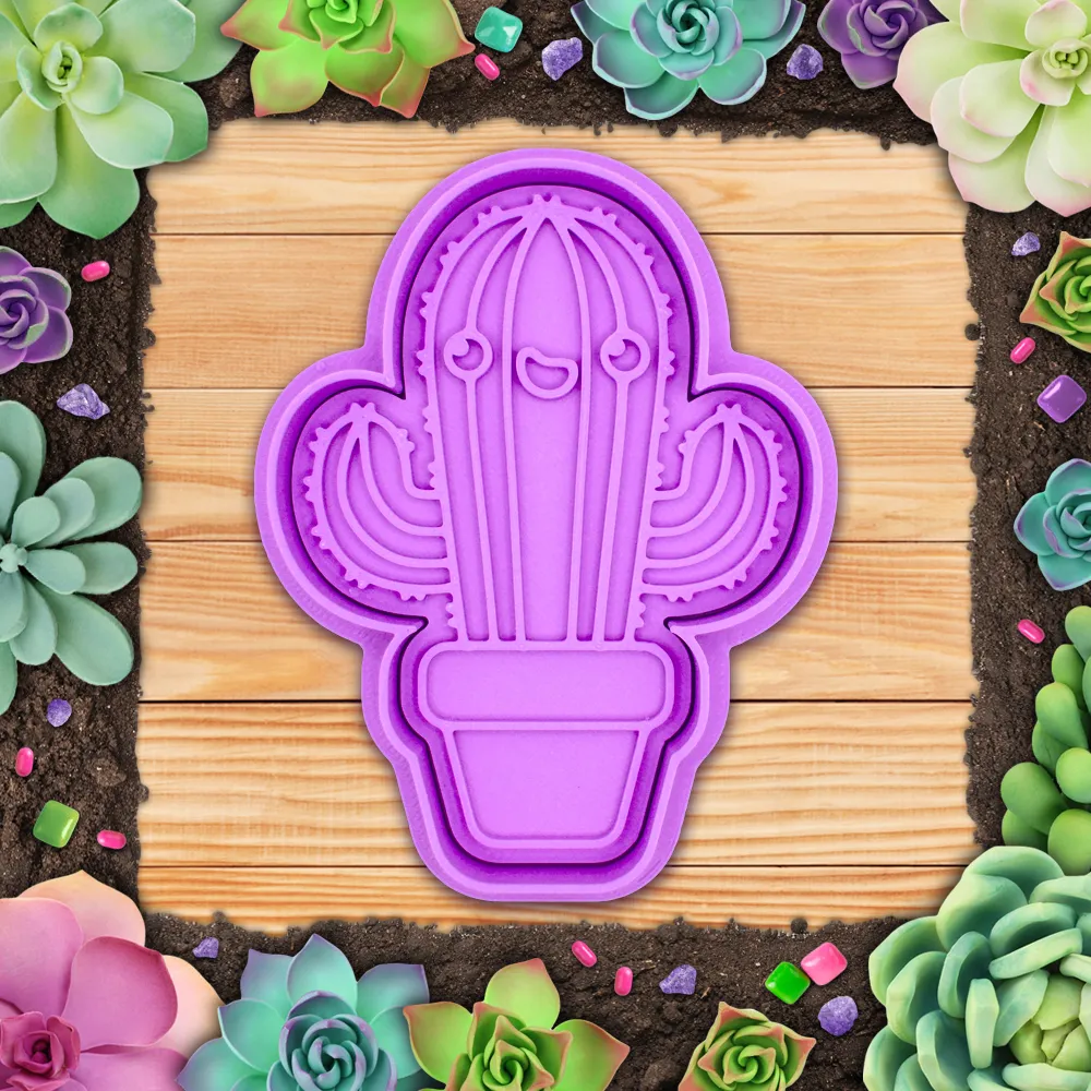 Cute cactus cookie cutter / stamp by Indibles - MakerWorld