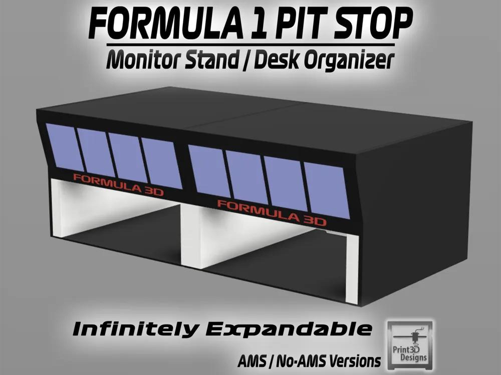 Formula 1 Pit Stop Monitor Stand / Desk Organizer by PRINT3D DESIGNS ...