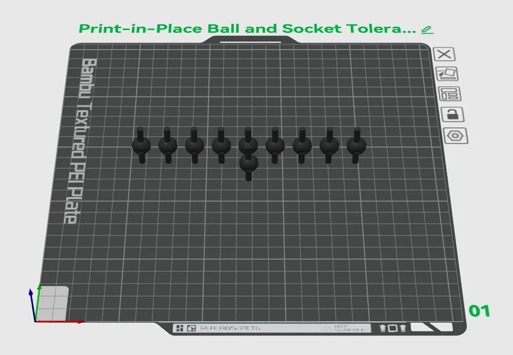 Print in Place Ball and Socket Tolerance Test by Pete - MakerWorld