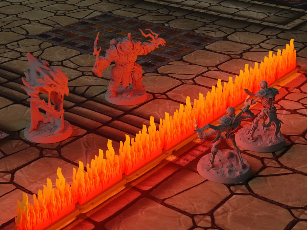 Foldable Wall of fire - D&D pathfinder - Free 3D Print Model - MakerWorld