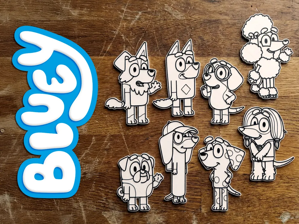 Bluey Coloring Kit. Paintable Relief Plates - 2 - Free 3D Print Model ...