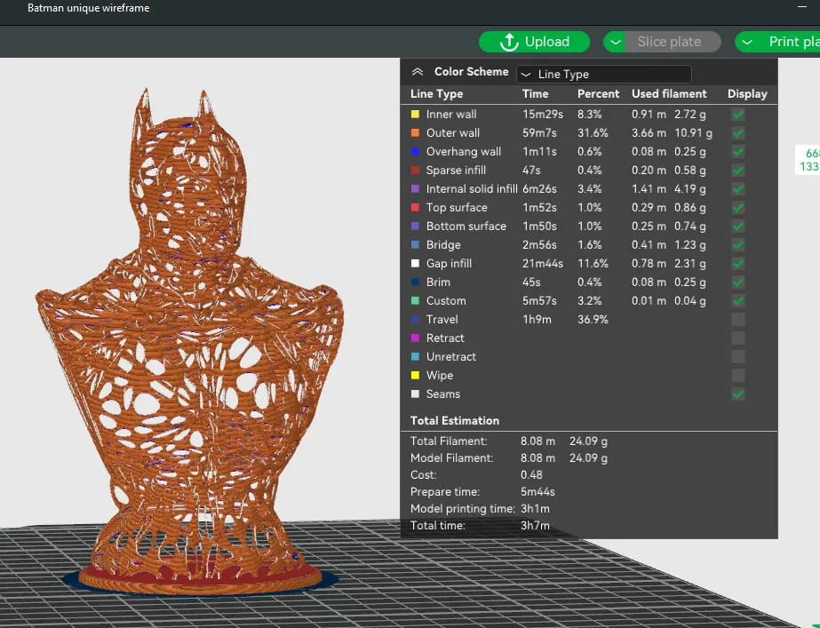 Batman bust wireframe // 24 gr // no support by Royke1999 MakerWorld ...