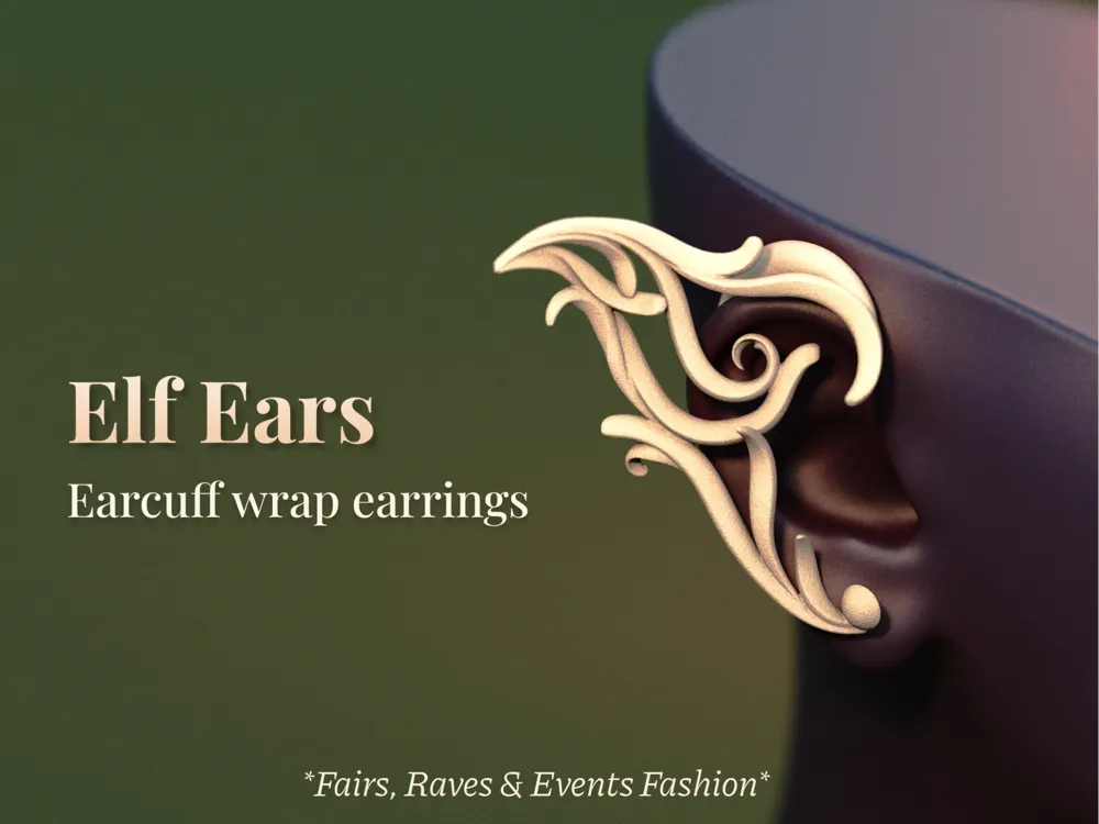 Elf Ears - Earcuff Holeless Earrings - Free 3D Print Model - MakerWorld