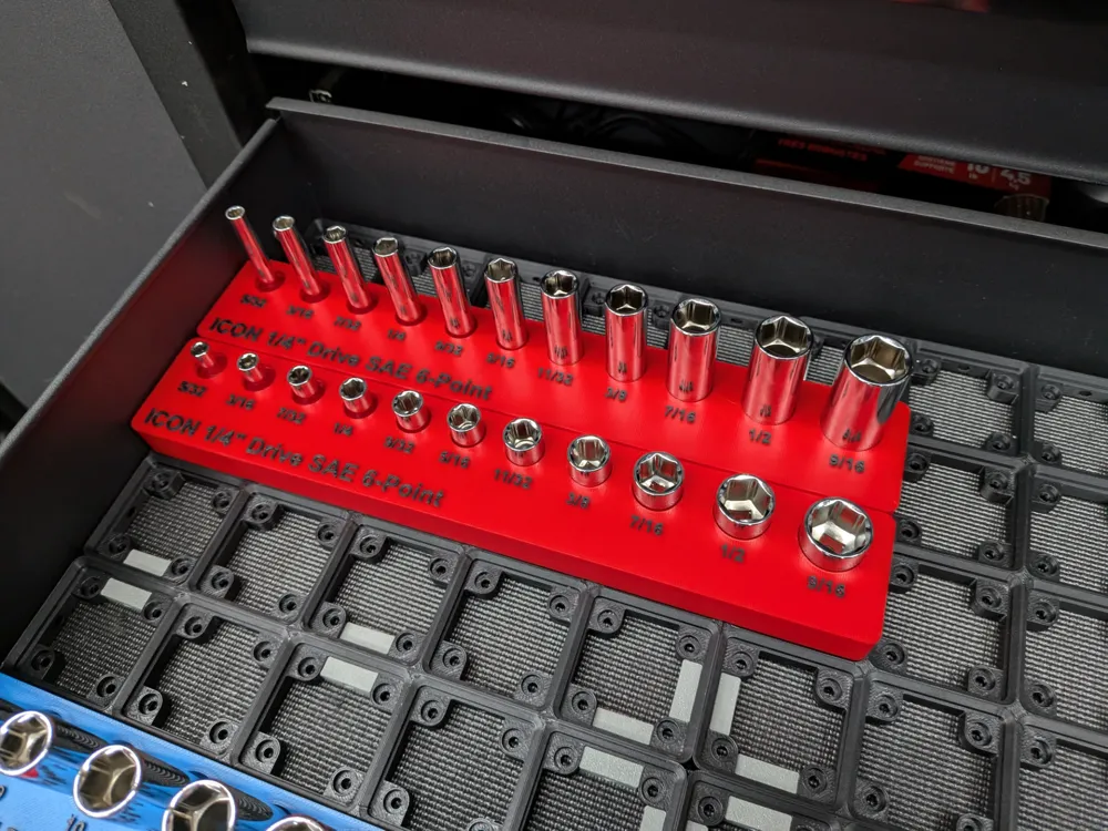 ICON 1/4" SAE Socket Gridfinity Holder by DisownedPenny MakerWorld: Download Free 3D Models