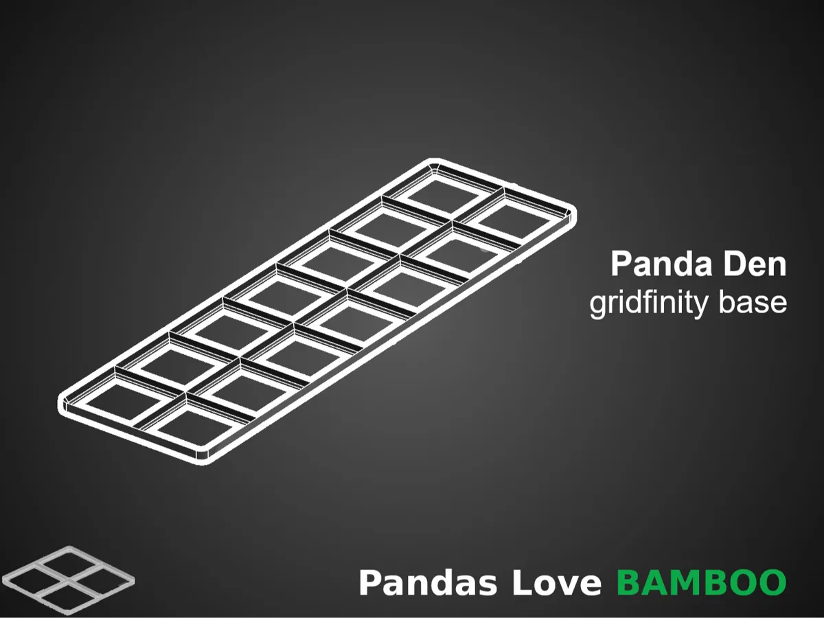Panda Den Gridfinity Base 2x7 - Free 3D Print Model - MakerWorld