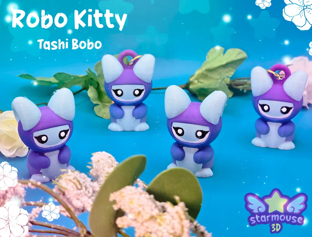 Robo Kitty Tashi Bobo Keychain Charm by StarMouse3D MakerWorld ...