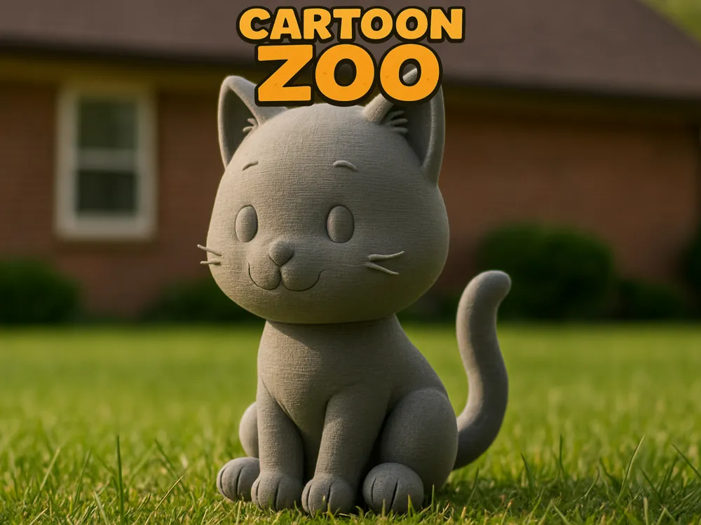 Cute Cartoon Cat - Cartoon Zoo - Free 3D Print Model - MakerWorld