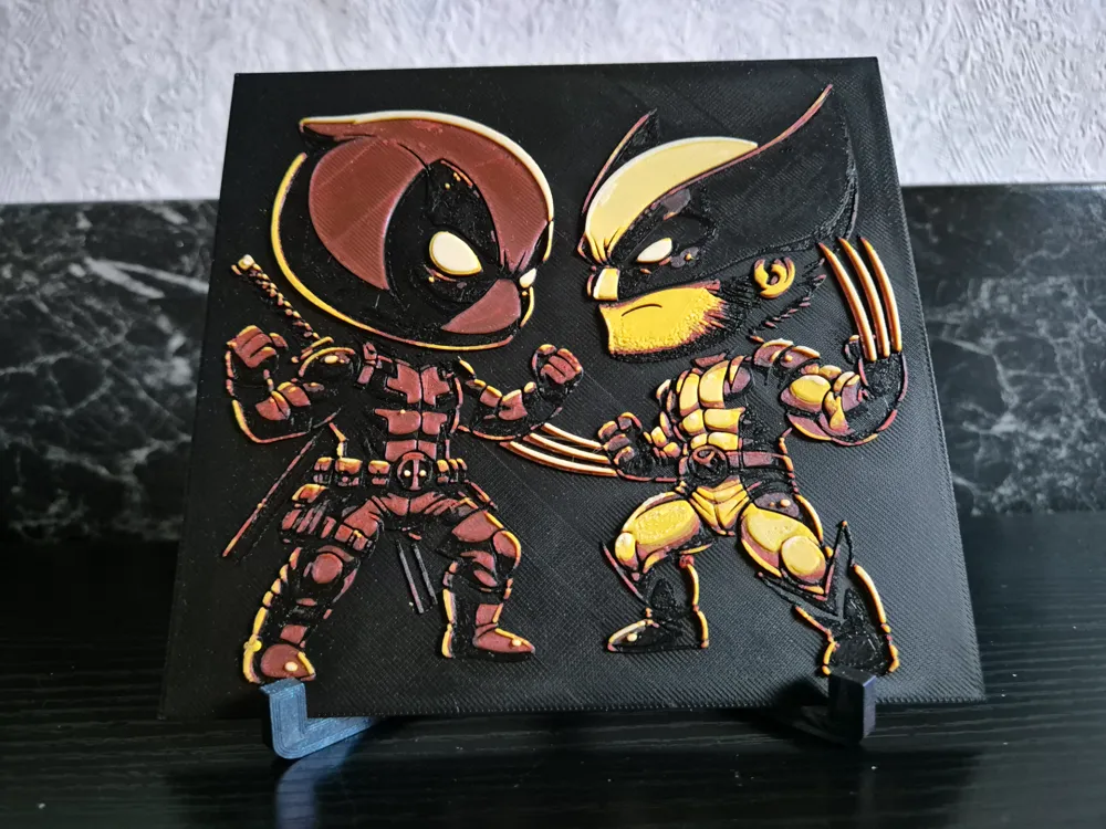 Chibi Deadpool vs Wolverine Hueforge by ONI.FORGE - MakerWorld