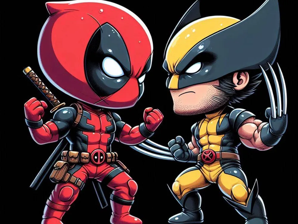 Chibi Deadpool vs Wolverine Hueforge by ONI.FORGE - MakerWorld