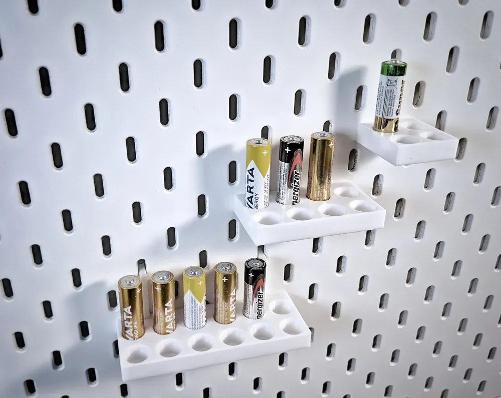 Waffle - Modular AA Battery Holder for Ikea Skadis - Free 3D Print ...