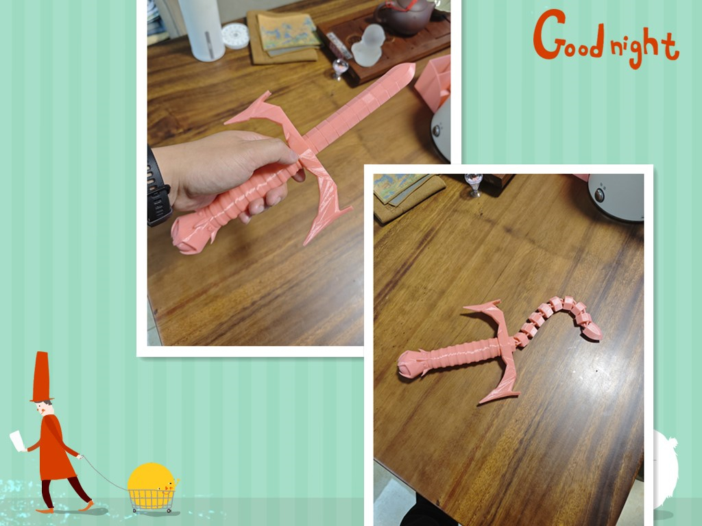 Flexible Sword Whip 3D Printed Toy, Bendable, Cool Boy Sword Toy ...