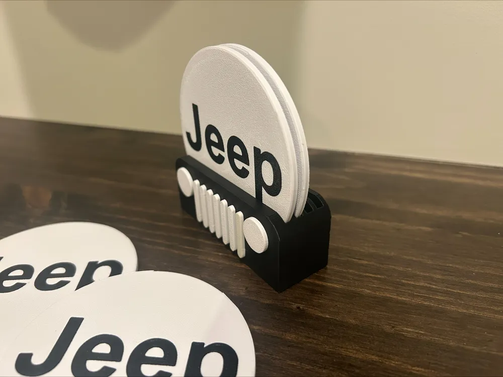 Jeep Logo 3D Printed Coaster Set Modern Desk - Free 3D Print Model ...