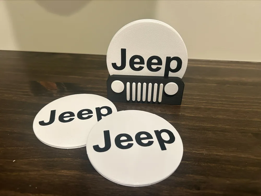 Jeep Logo 3D Printed Coaster Set Modern Desk - Free 3D Print Model ...