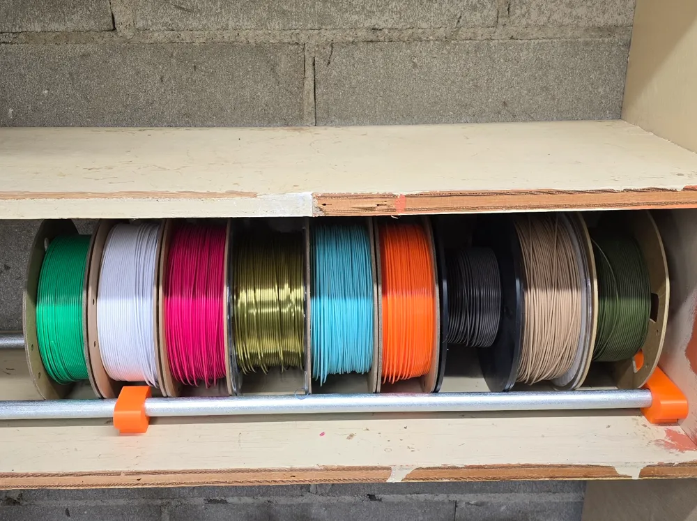 Shelf Filament Spool Rack using 1/2" EMT conduit by LukeT - MakerWorld