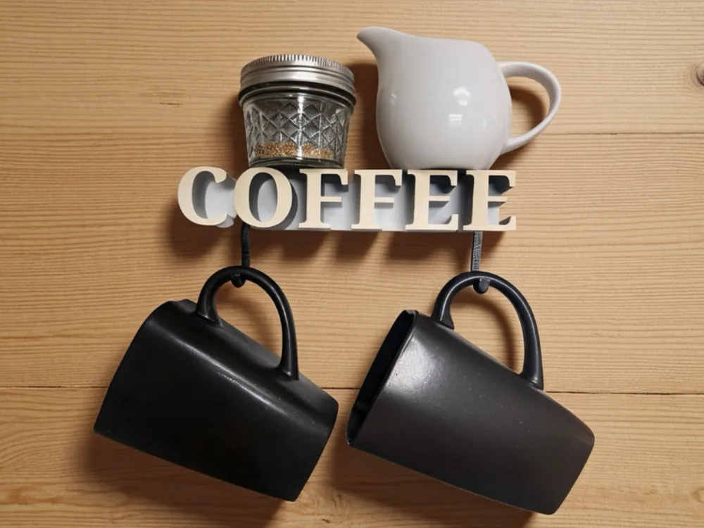 Coffee Cup Holder with shelf wall hanger - Free 3D Print Model - MakerWorld