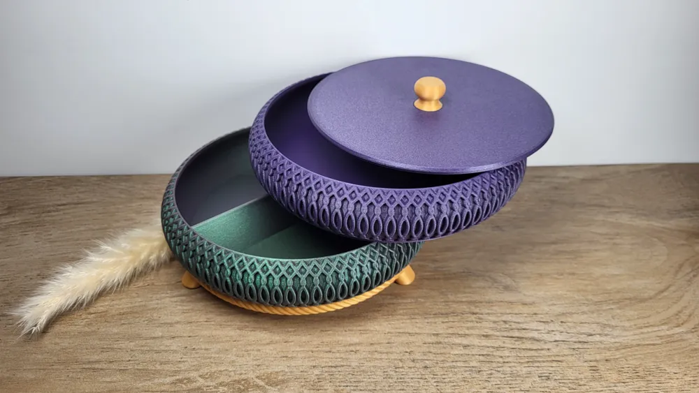 Stackable Bowl Tray - Curvy Waves 03 + Inlays by Art Design. 3D ...
