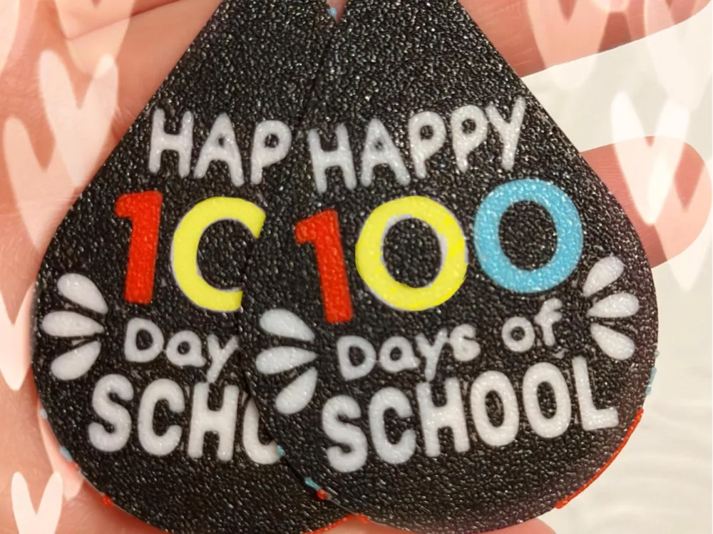 100 days of school earrings celebration teachers by Ada & K 3DA MakerWorld: Download Free 3D Models