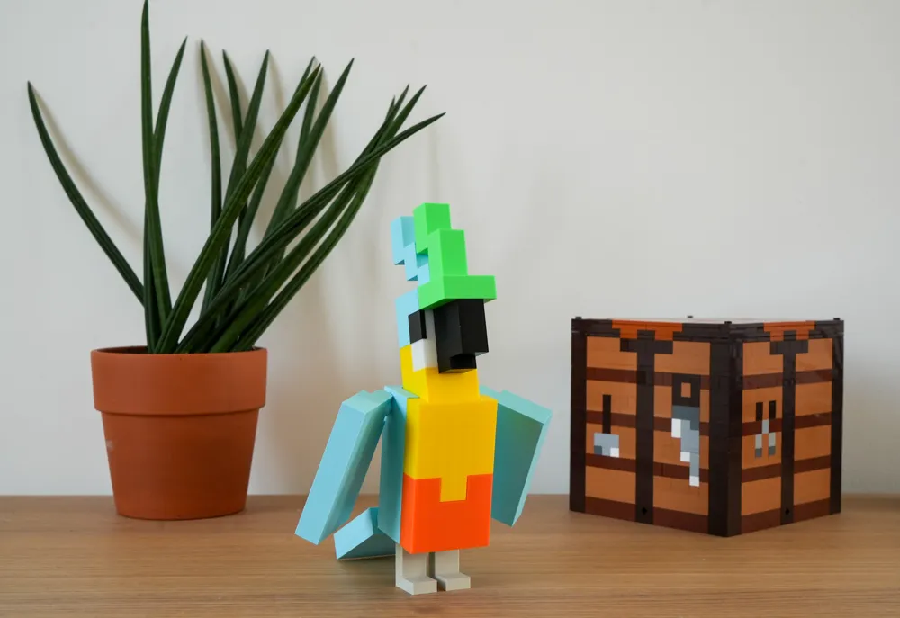 Loro Minecraft Cian por Quoiprint MakerWorld: Descarga Modelos 3D Gratuitos