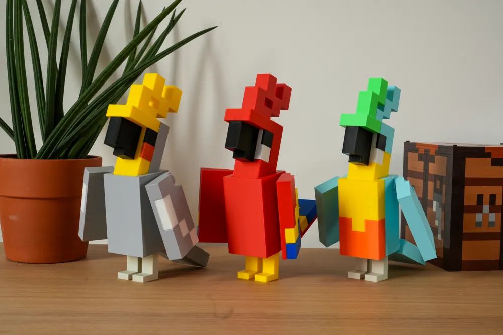 Loro Minecraft Cian por Quoiprint MakerWorld: Descarga Modelos 3D Gratuitos