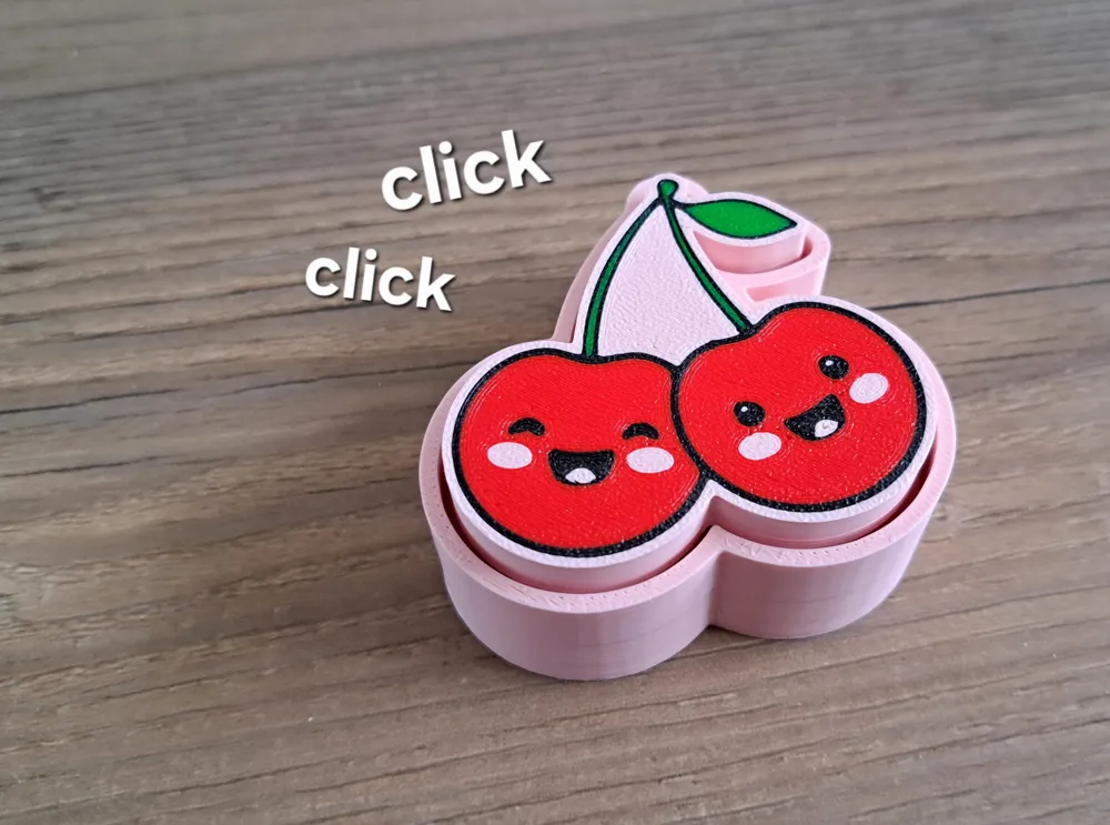 Cute kawaii cherry fidget clicker toy by creachick3d MakerWorld: Download Free 3D Models