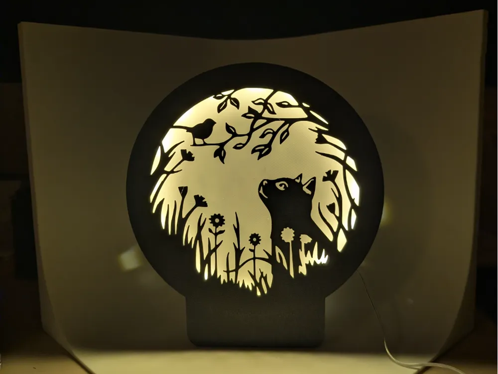 LED Silhouette Lamp Cat Motif - Free 3D Print Model - MakerWorld