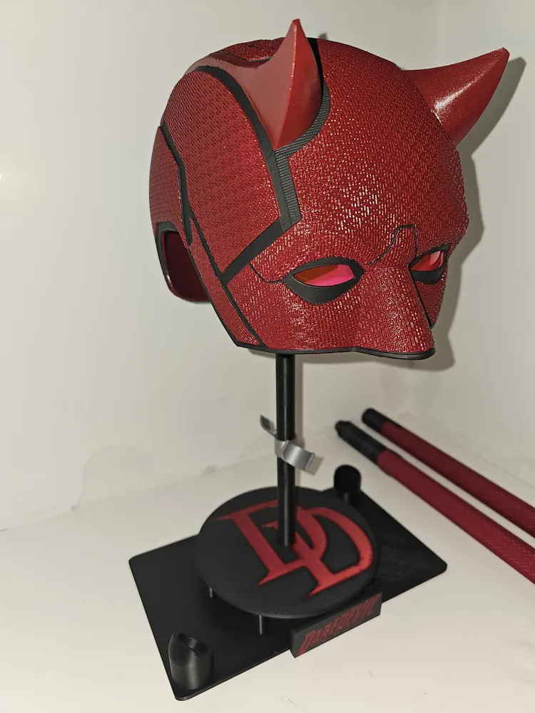 DareDevil Helmet & Club Stand w/ changeable Faces - Free 3D Print Model ...