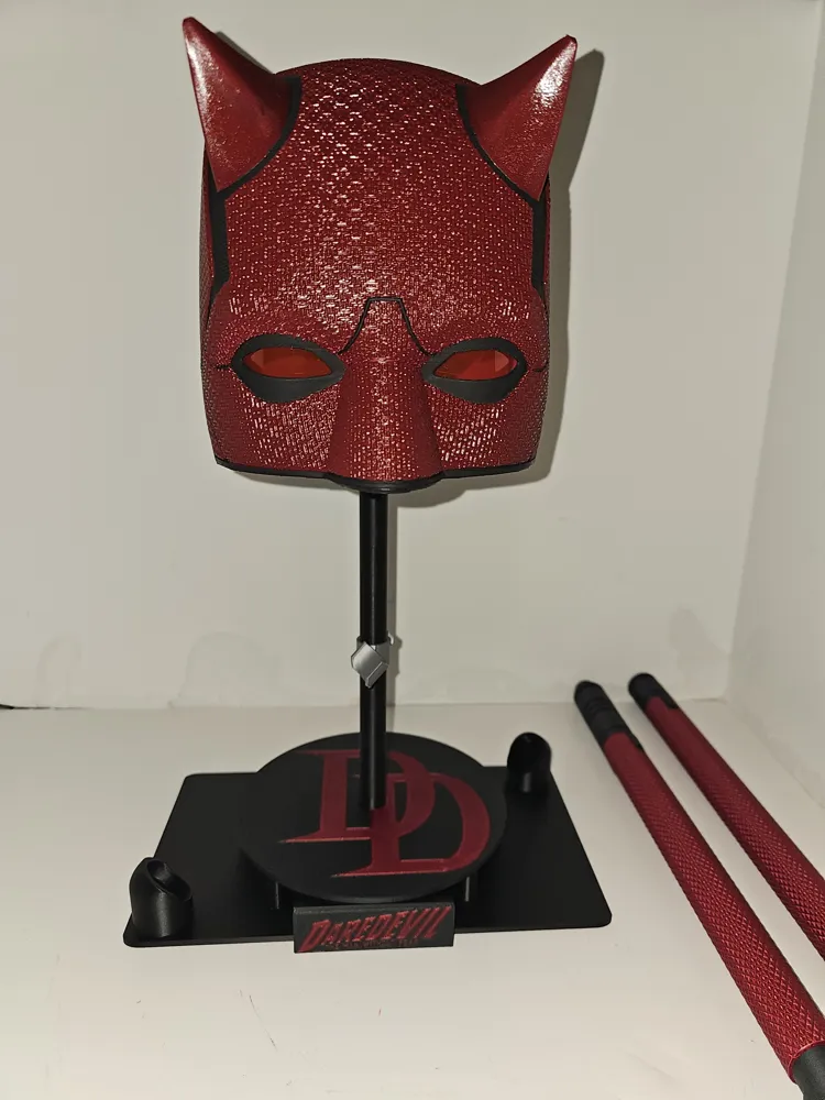 DareDevil Helmet & Club Stand w/ changeable Faces - Free 3D Print Model ...