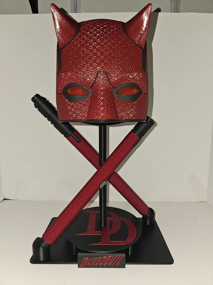 DareDevil Helmet & Club Stand w/ changeable Faces - Free 3D Print Model ...