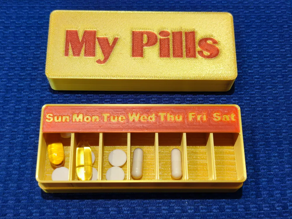Weekly Pill Box - "My Pills" by Archork - MakerWorld