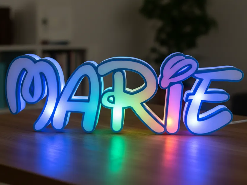 Marie Name Lamp Disney Font Lightbox - Free 3D Print Model - MakerWorld