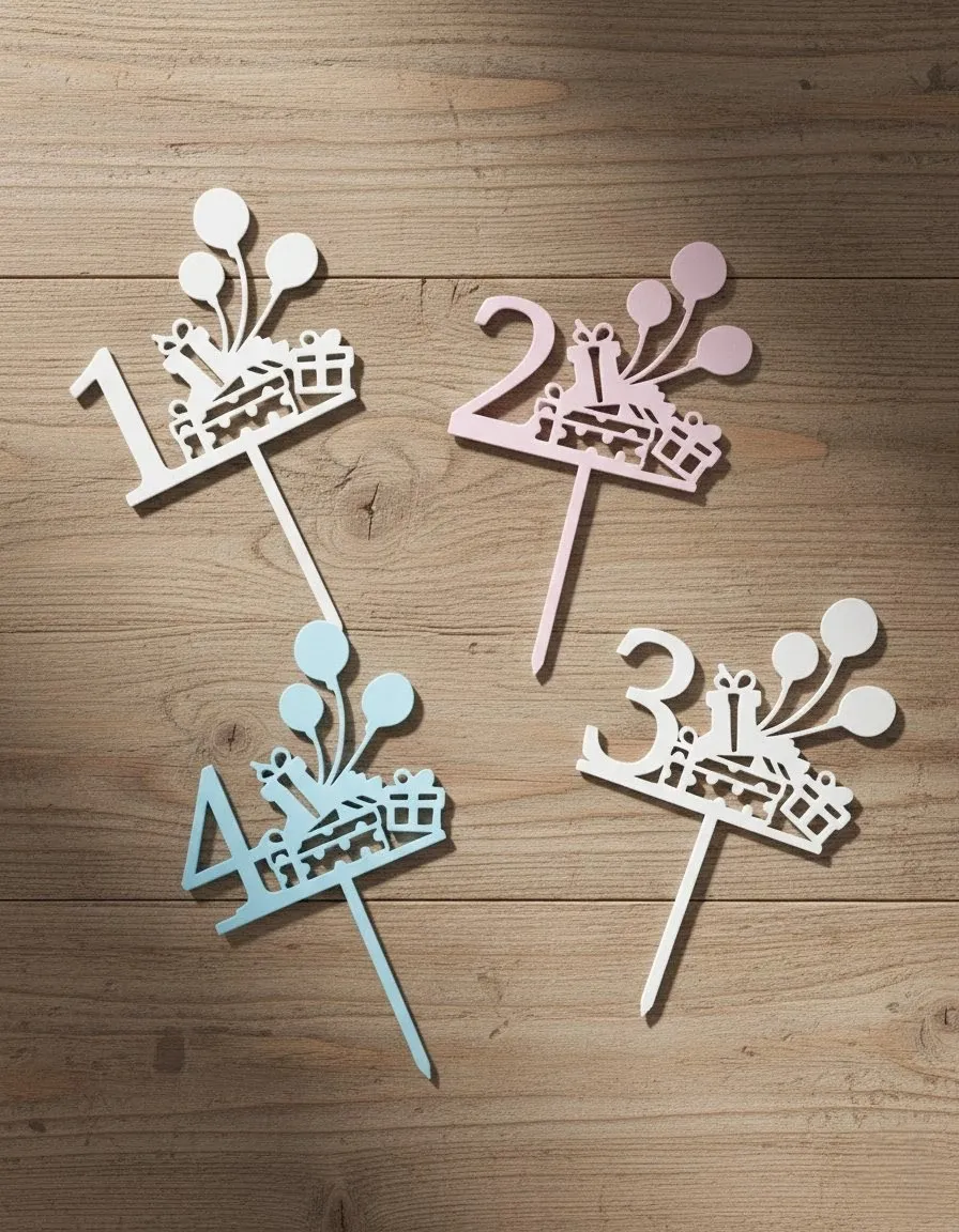 Toppers Modernos para Tartas de Cumpleaños — Años 1–10 - Modelo de ...