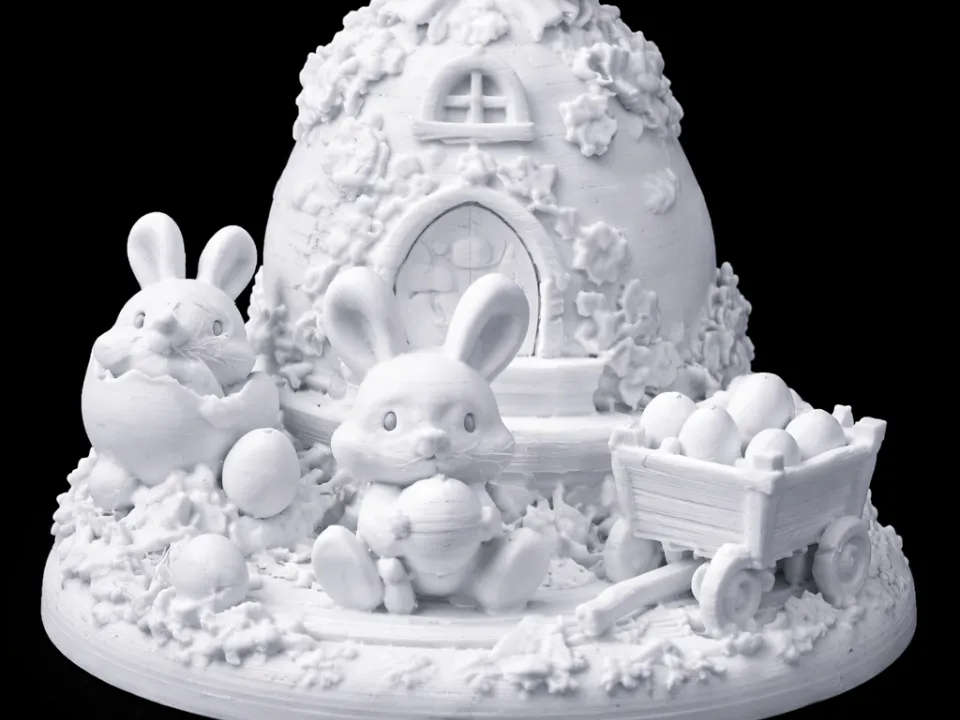 Rabbit with Easter House - Free 3D Print Model - MakerWorld