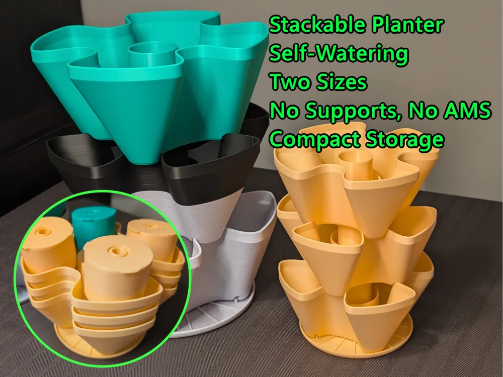Stackable Vertical Garden Planter, Self Watering by anselor MakerWorld: Download Free 3D Models