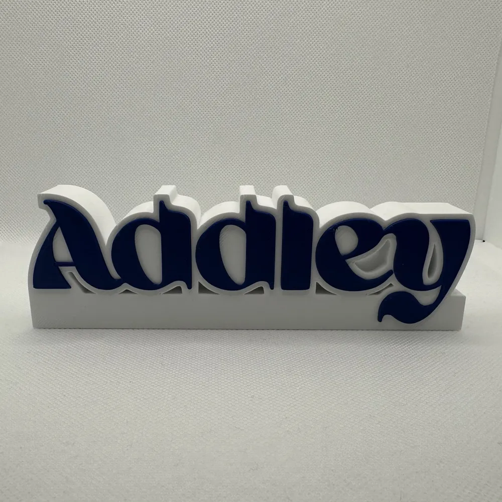 Addley Nameplate – 2 Color 3D Printed Desk Display - Free 3D Print ...