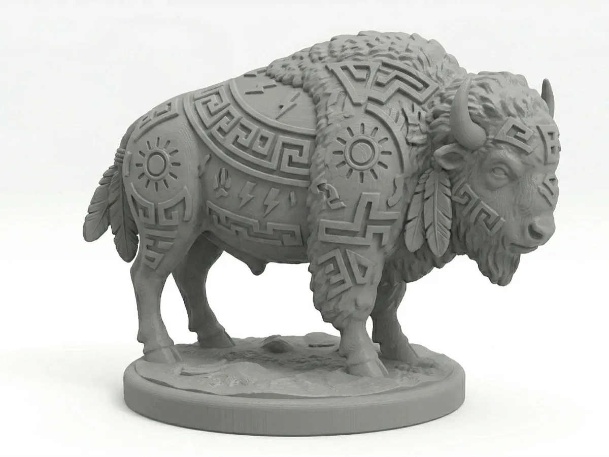 Native American bison statue - Free 3D Print Model - MakerWorld