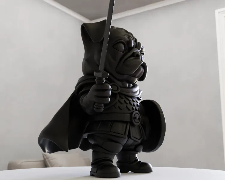Pug with Sword and Shield - Free 3D Print Model - MakerWorld